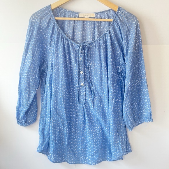 LOFT | Tops | Loft Light Blue Blouse With Buttons Womens Medium Pastel ...